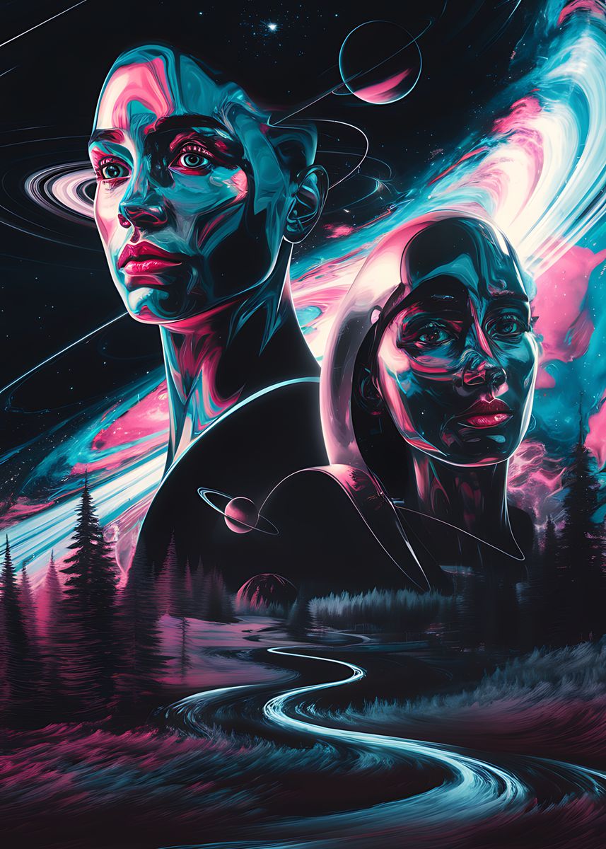 'Cosmic Women' Poster, picture, metal print, paint by Blean | Displate