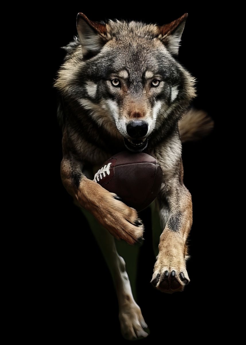 'Wolf American Football' Poster, picture, metal print, paint by Henning ...
