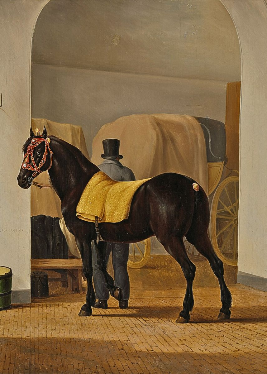 'Black Horse in Stable' Poster, picture, metal print, paint by Fino ...