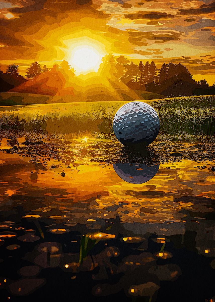 'Golf Ball Sunset' Poster, picture, metal print, paint by Viktor ...