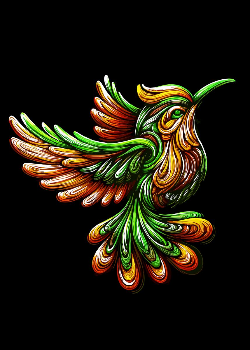 'Hummingbird Abstract Art' Poster, picture, metal print, paint by ...