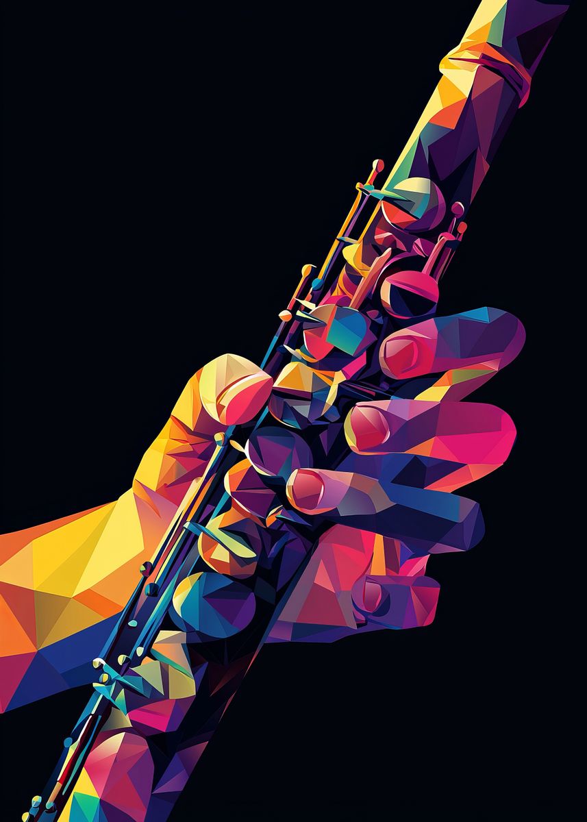 'Clarinet in Hand' Poster, picture, metal print, paint by | Displate