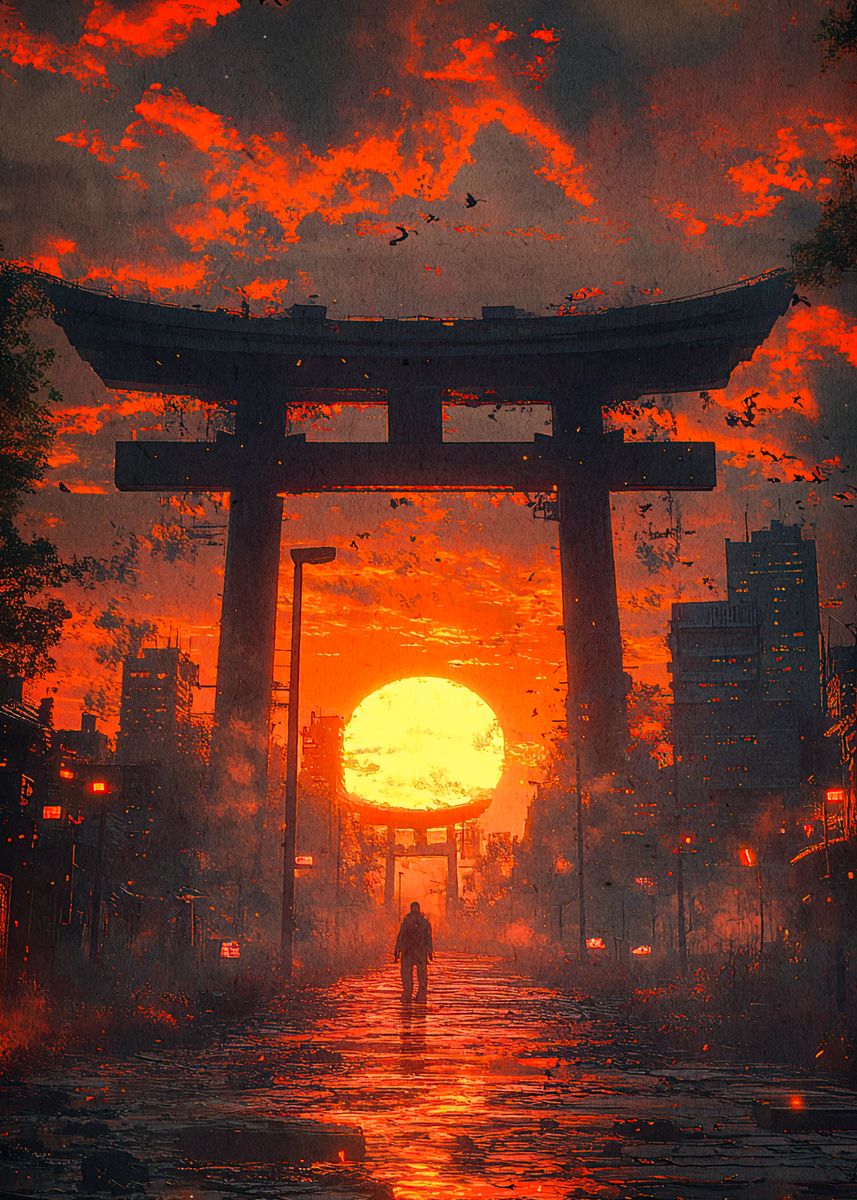'Sunset Torii Gate' Poster, picture, metal print, paint by Digby ...