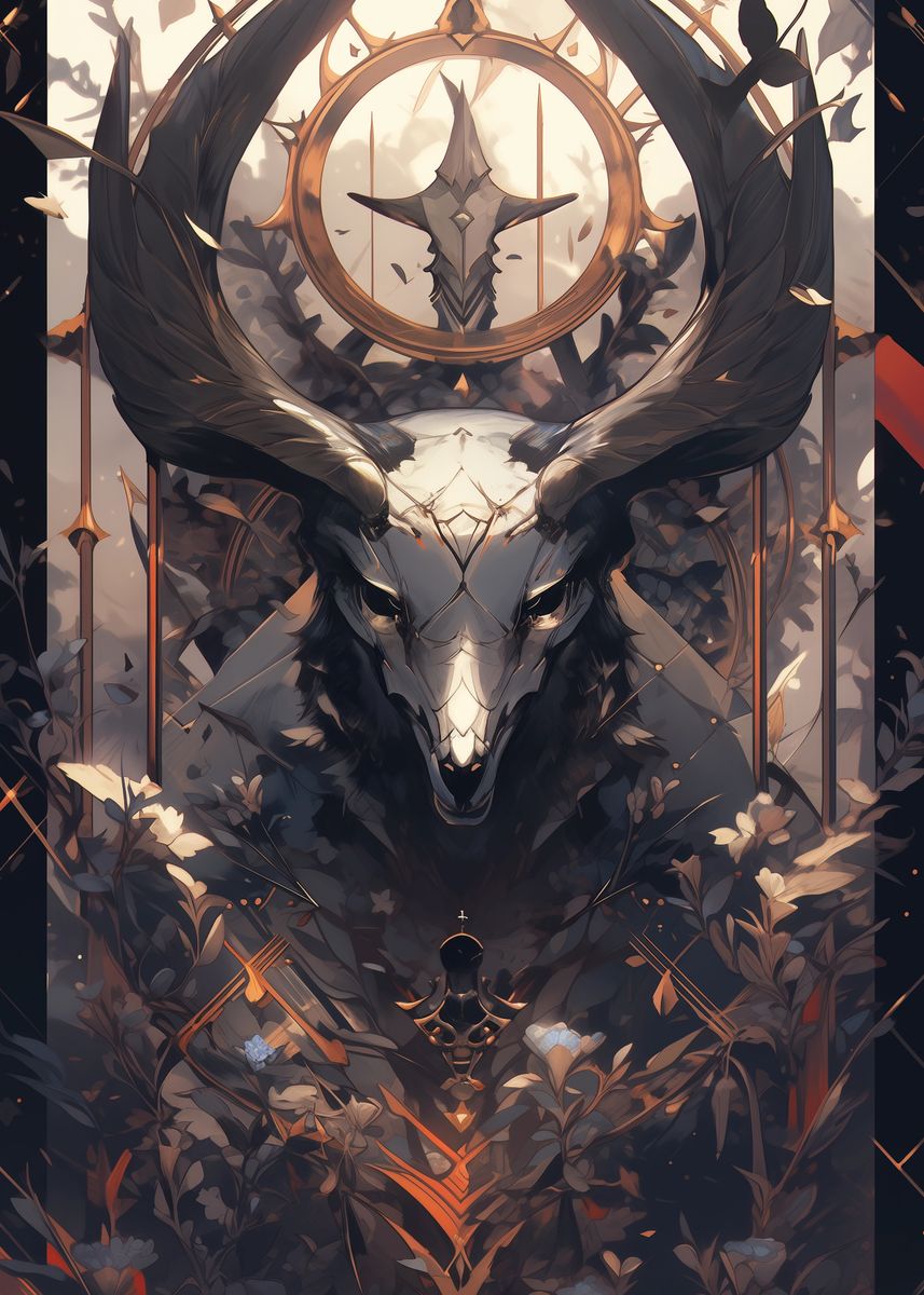 'Fae Creature with Horns' Poster, picture, metal print, paint by NUM02 ...