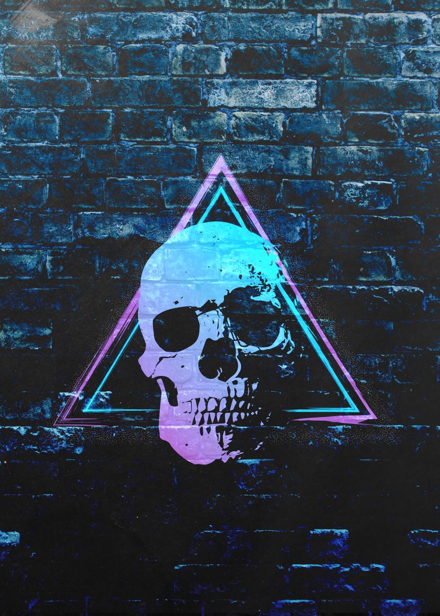 'Neon Skull Graffiti' Poster, picture, metal print, paint by Kiyo Arts ...