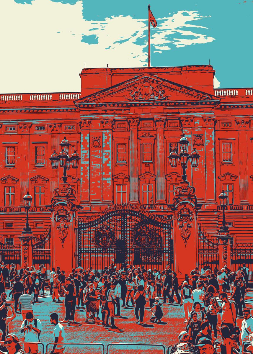 'Buckingham Palace Crowd' Poster, picture, metal print, paint by ...