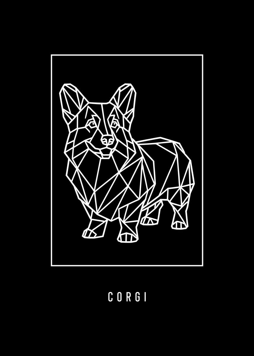 'Geometric Corgi Illustration' Poster, picture, metal print, paint by ...