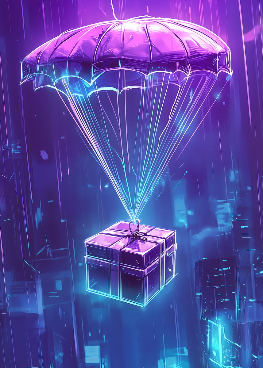 'Futuristic Airdrop Cyberpunk ' Poster, picture, metal print, paint by ...