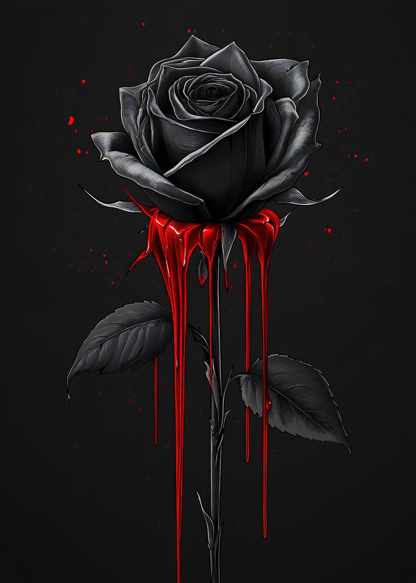 'Black Rose with Blood' Poster, picture, metal print, paint by CINEMO ...