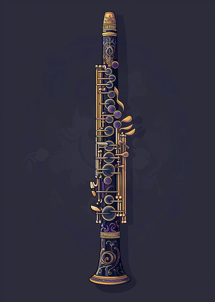 'Ornate Clarinet Illustration' Poster, picture, metal print, paint by ...