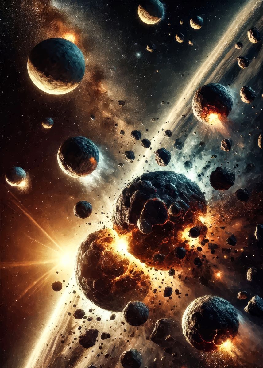 'Cosmic Collision' Poster, picture, metal print, paint by | Displate