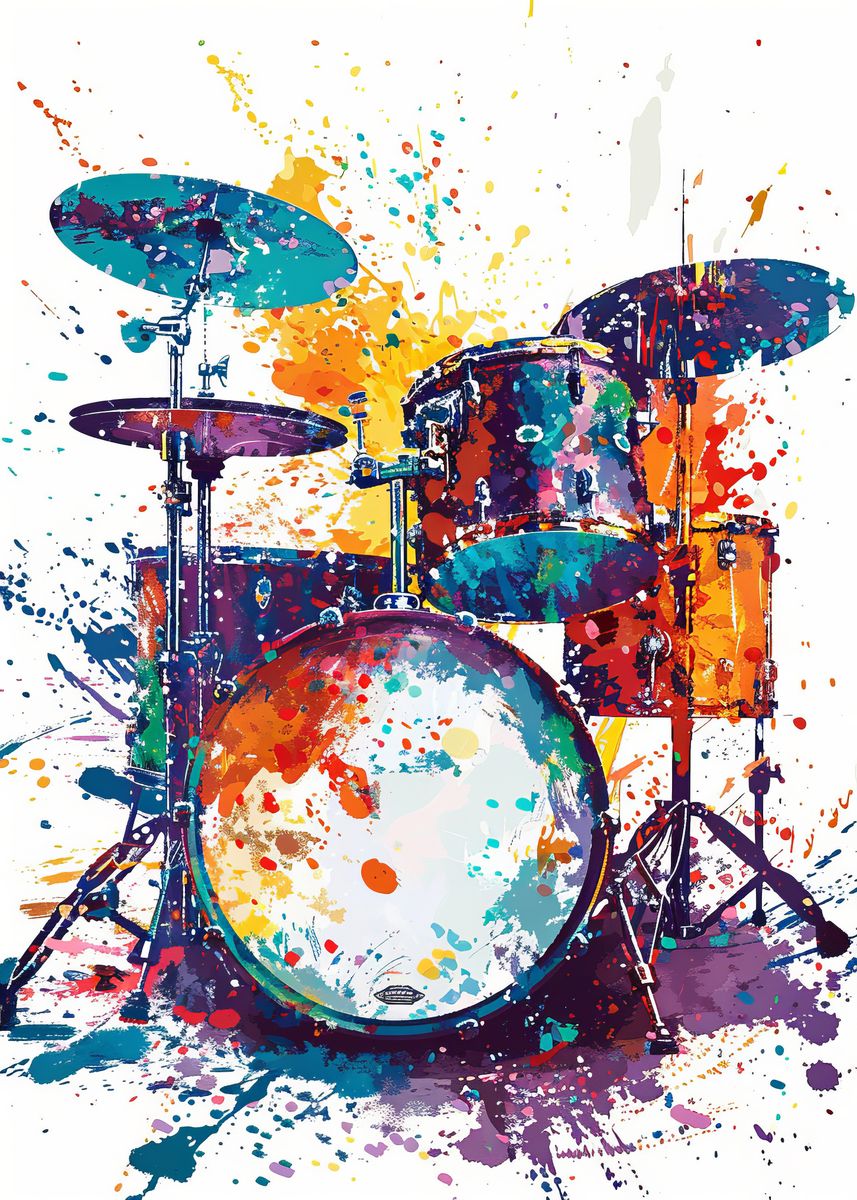 'Colorful Drum Set' Poster, picture, metal print, paint by Hexorfun ...