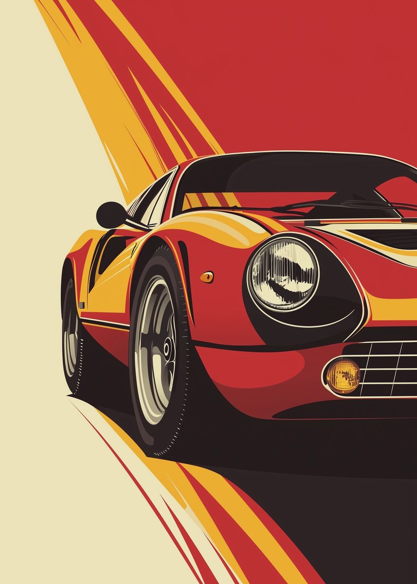 'Red Sports Car Poster' Poster, picture, metal print, paint by hadi ...