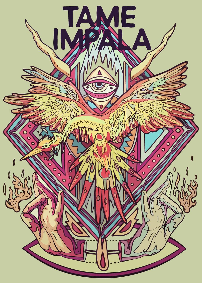 'Tame Impala Psychedelic Bird' Poster, picture, metal print, paint by ...