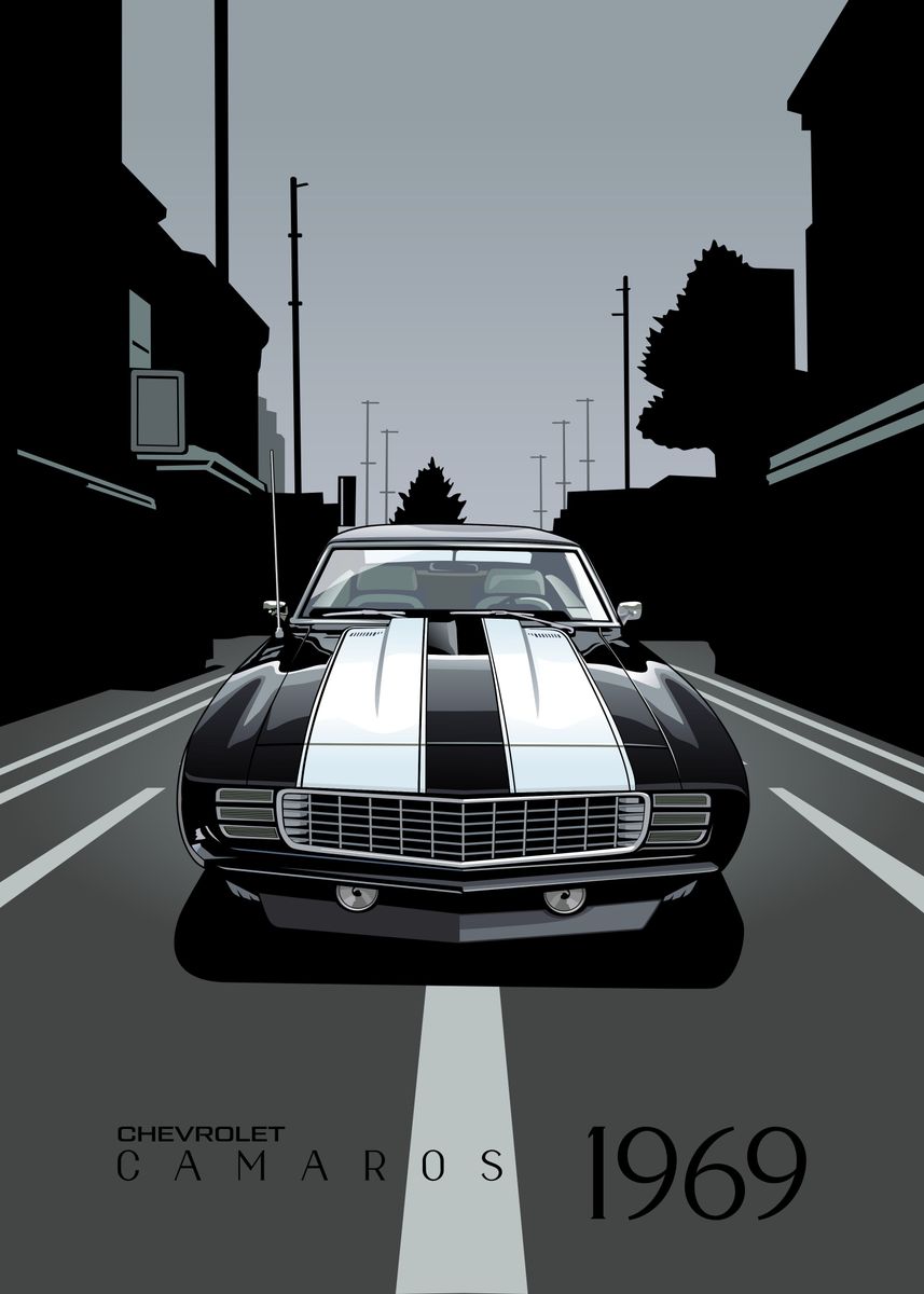 '1969 Chevrolet Camaro poster vector art' Poster, picture, metal print ...