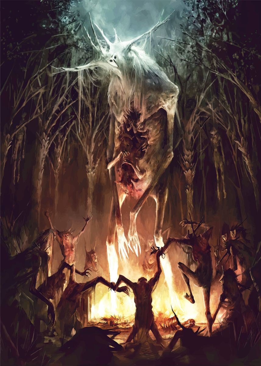 'Forest Ritual' Poster, picture, metal print, paint by | Displate