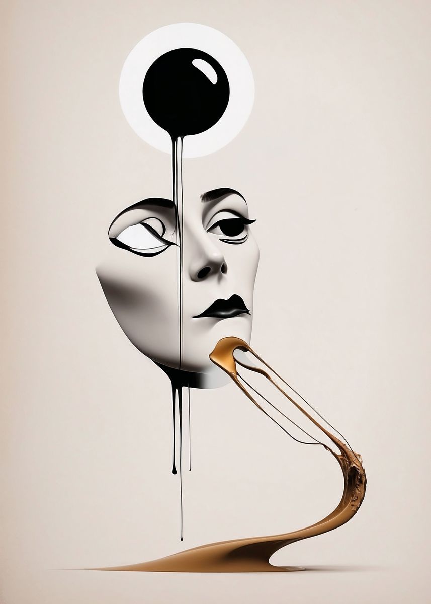'Abstract Face with Dripping Paint' Poster, picture, metal print, paint ...