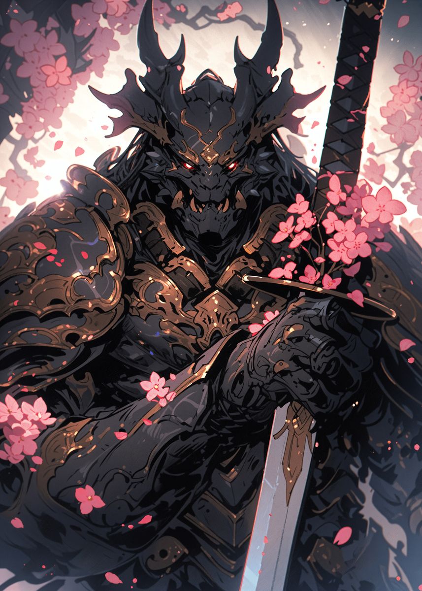 'Dragon Samurai Warrior' Poster, picture, metal print, paint by ...