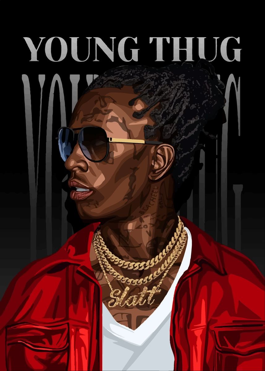 'Young Thug Portrait' Poster, picture, metal print, paint by ...