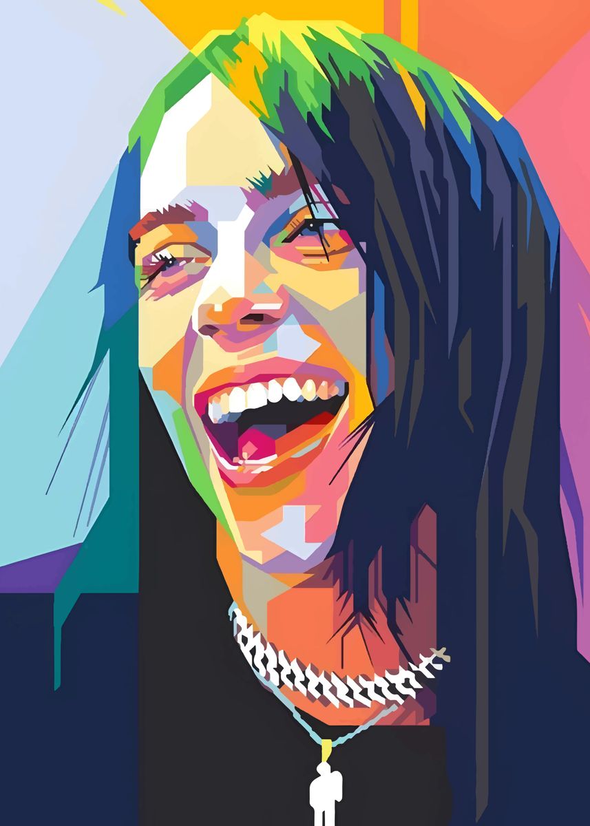 'Billie Eilish Pop Art Port' Poster, picture, metal print, paint by ...