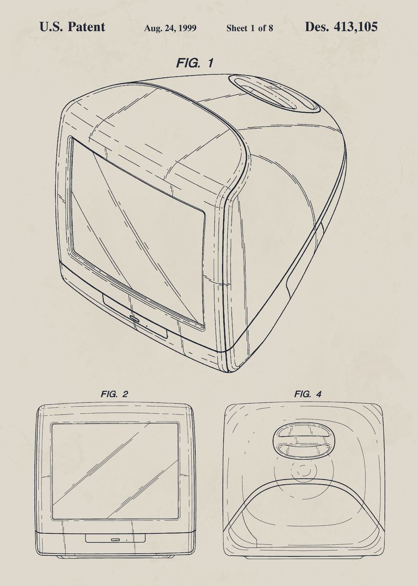 'Apple Computer Patent Design' Poster, picture, metal print, paint by ...