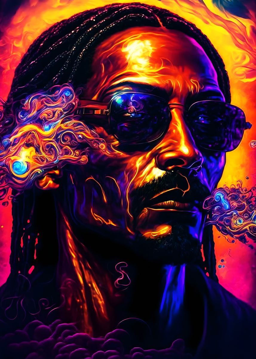 'Snoop Dogg Digital Art' Poster, picture, metal print, paint by | Displate