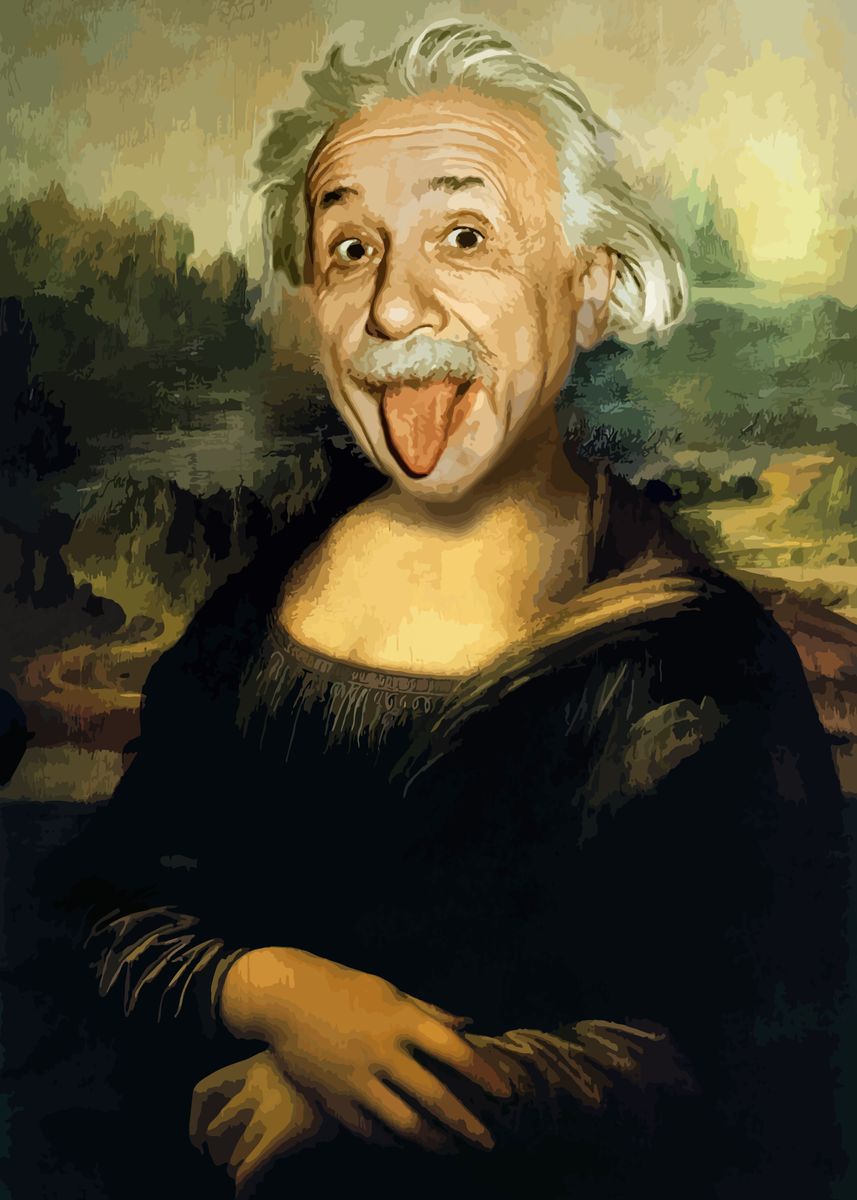 'Einstein Mona Lisa' Poster, picture, metal print, paint by | Displate