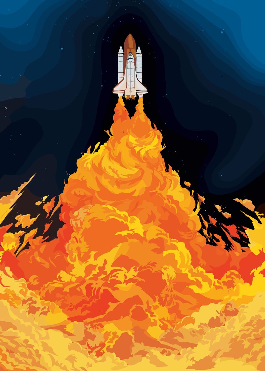 'Space Shuttle Launch' Poster, picture, metal print, paint by waloopa ...