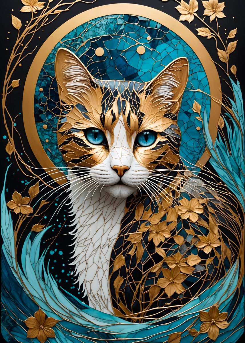 'Cat Kintsugi' Poster, picture, metal print, paint by Illust Artz ...