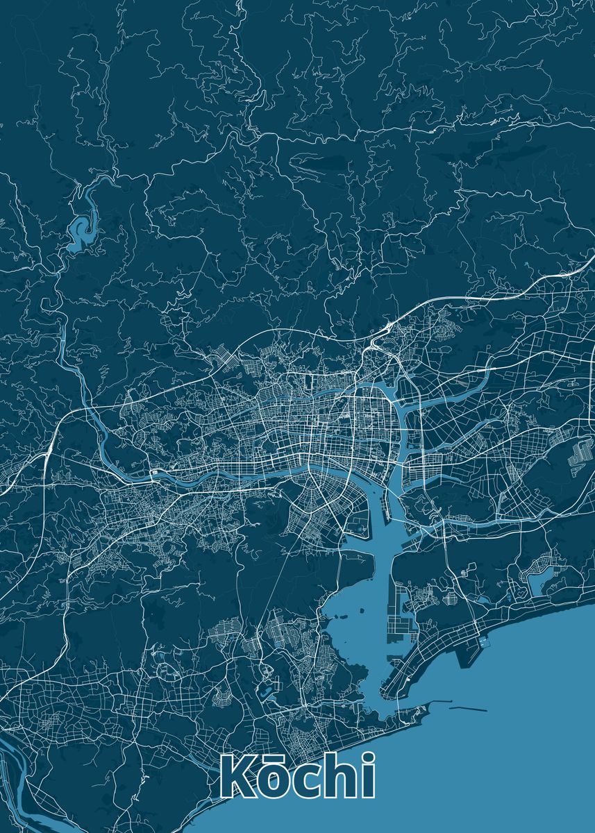 'Kochi City Map' Poster, picture, metal print, paint by Sam Kal | Displate
