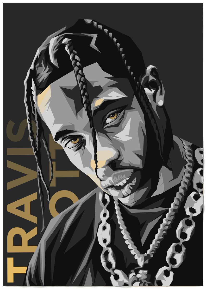 'Travis Scott Portrait' Poster, picture, metal print, paint by Manaj ...