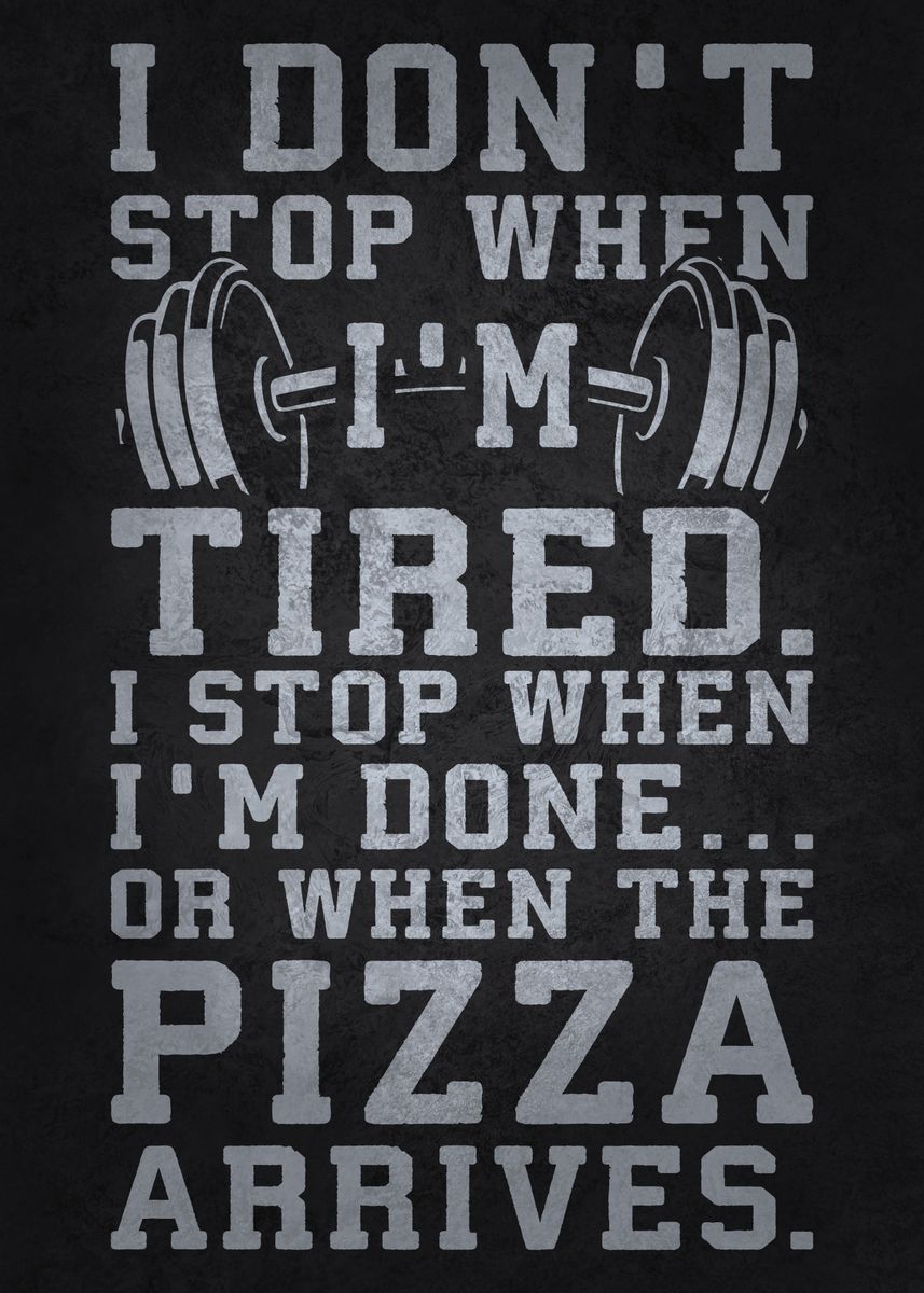 'Funny Gym Workout Pizza Humor' Poster, picture, metal print, paint by ...