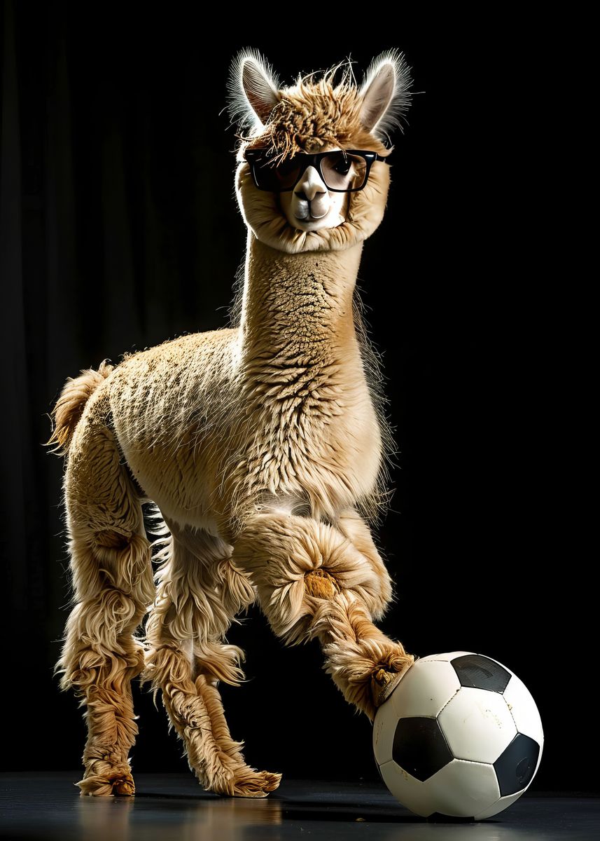 'Alpaca Soccer' Poster, picture, metal print, paint by Henning Seiffert ...
