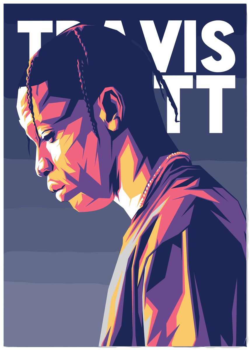 'Travis Scott Pop Art Portrait' Poster, picture, metal print, paint by ...