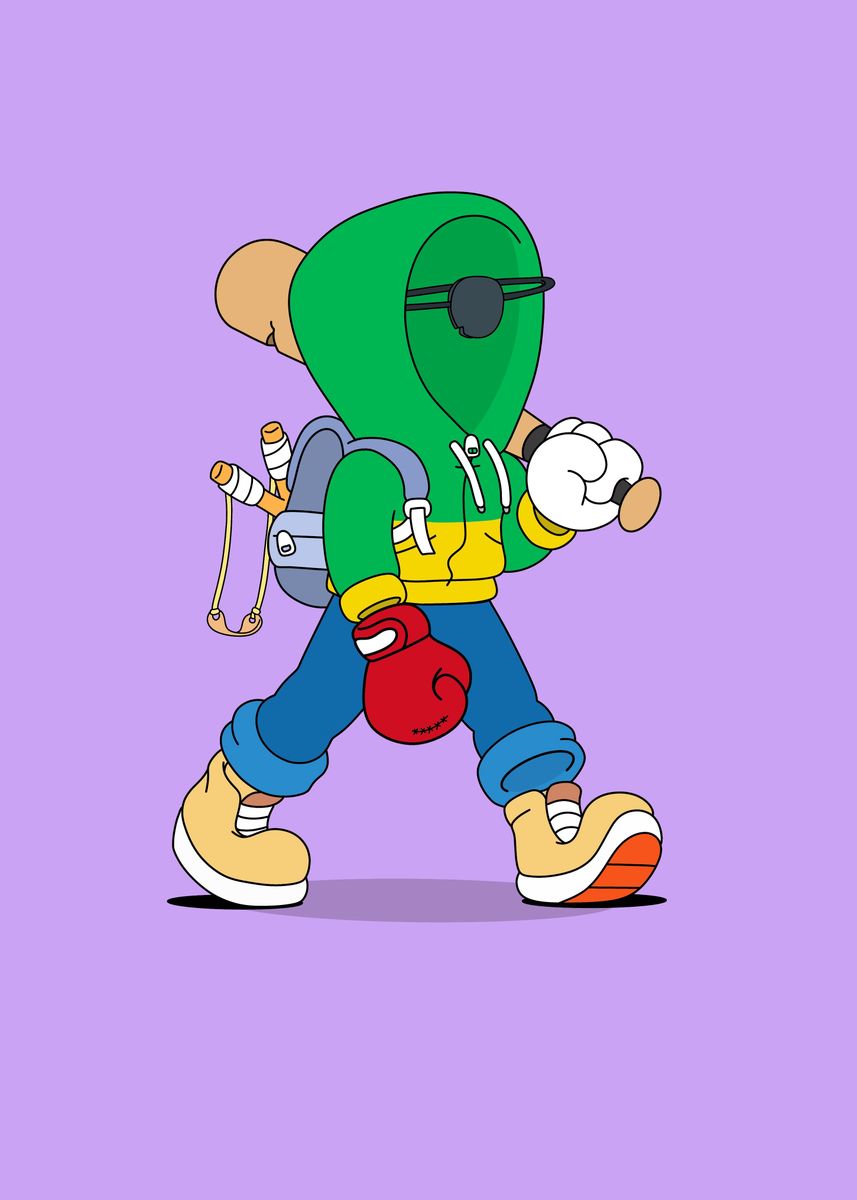 'Hooded Figure with Backpack' Poster, picture, metal print, paint by ...