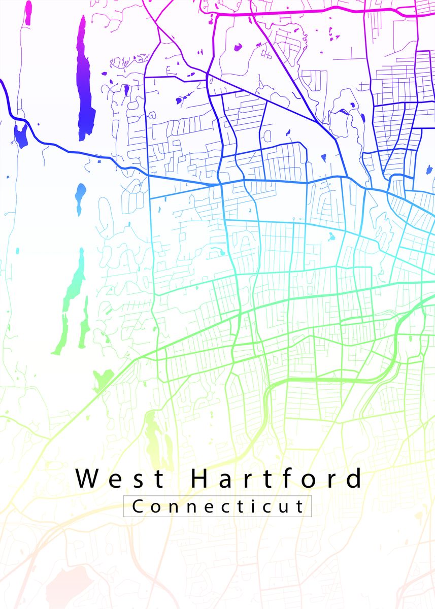 'West Hartford Connecticut City Map' Poster, picture, metal print ...