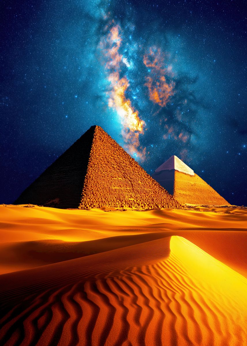 'Pyramids Cosmic Night' Poster, picture, metal print, paint by CINEMO ...