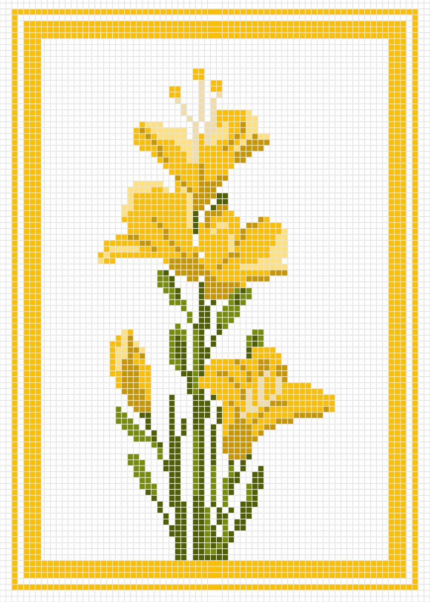 'Yellow Flower Cross Stitch' Poster, picture, metal print, paint by ...