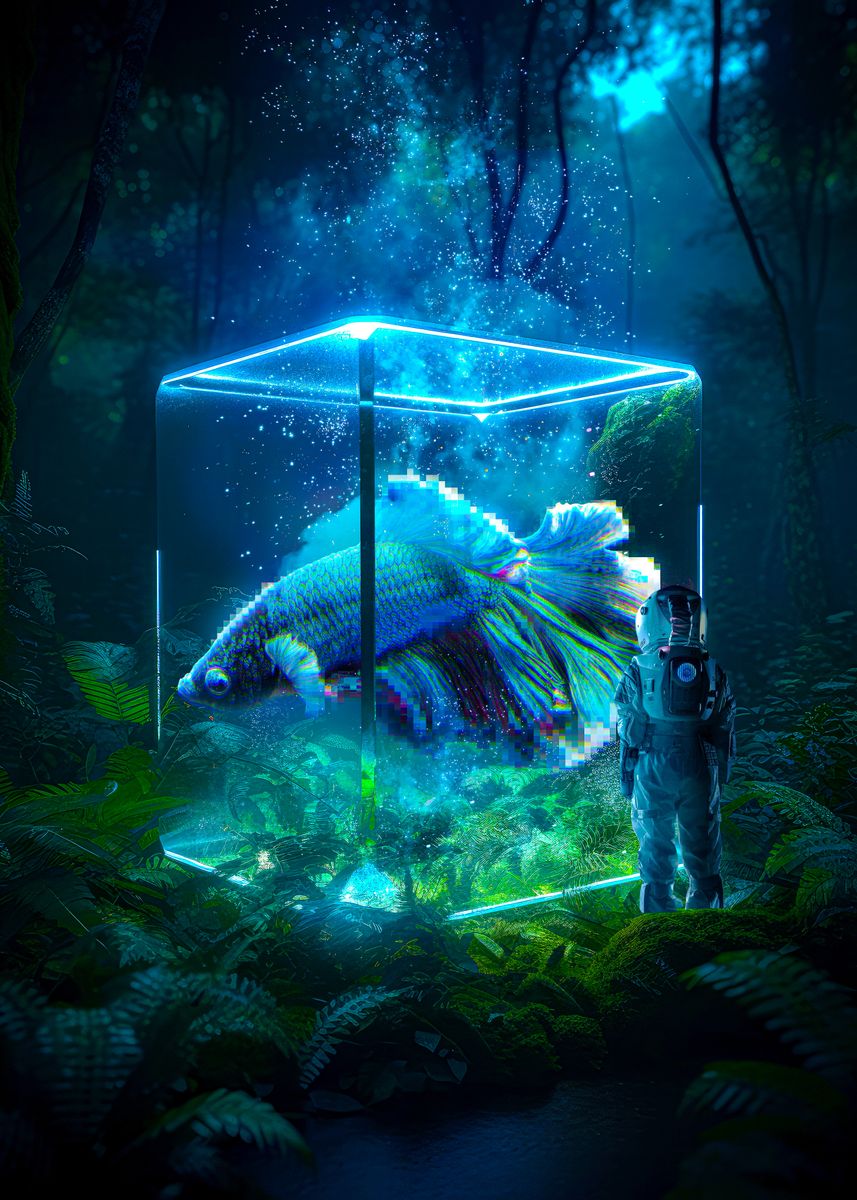 'Aqua Prism' Poster, picture, metal print, paint by Lumi Fantasy | Displate