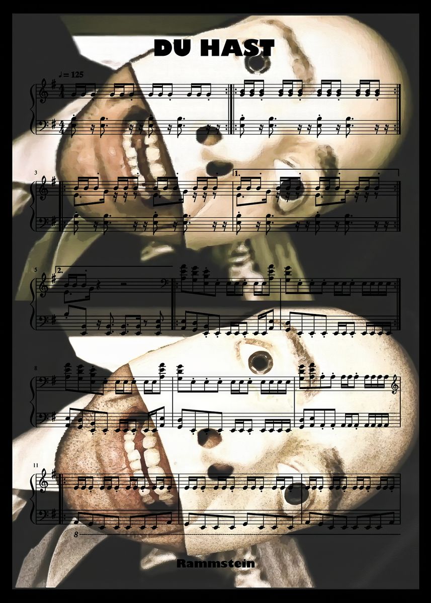 'Rammstein Du Hast Sheet Music' Poster, picture, metal print, paint by ...