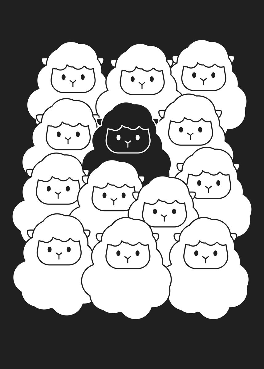 'Cute Sheep Flock Wool' Poster, picture, metal print, paint by Mooon ...