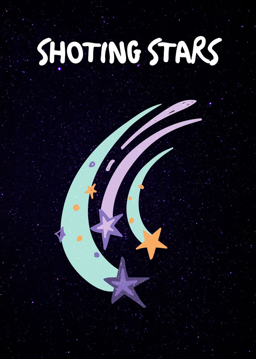 'Shooting Stars Illustration' Poster, picture, metal print, paint by ...