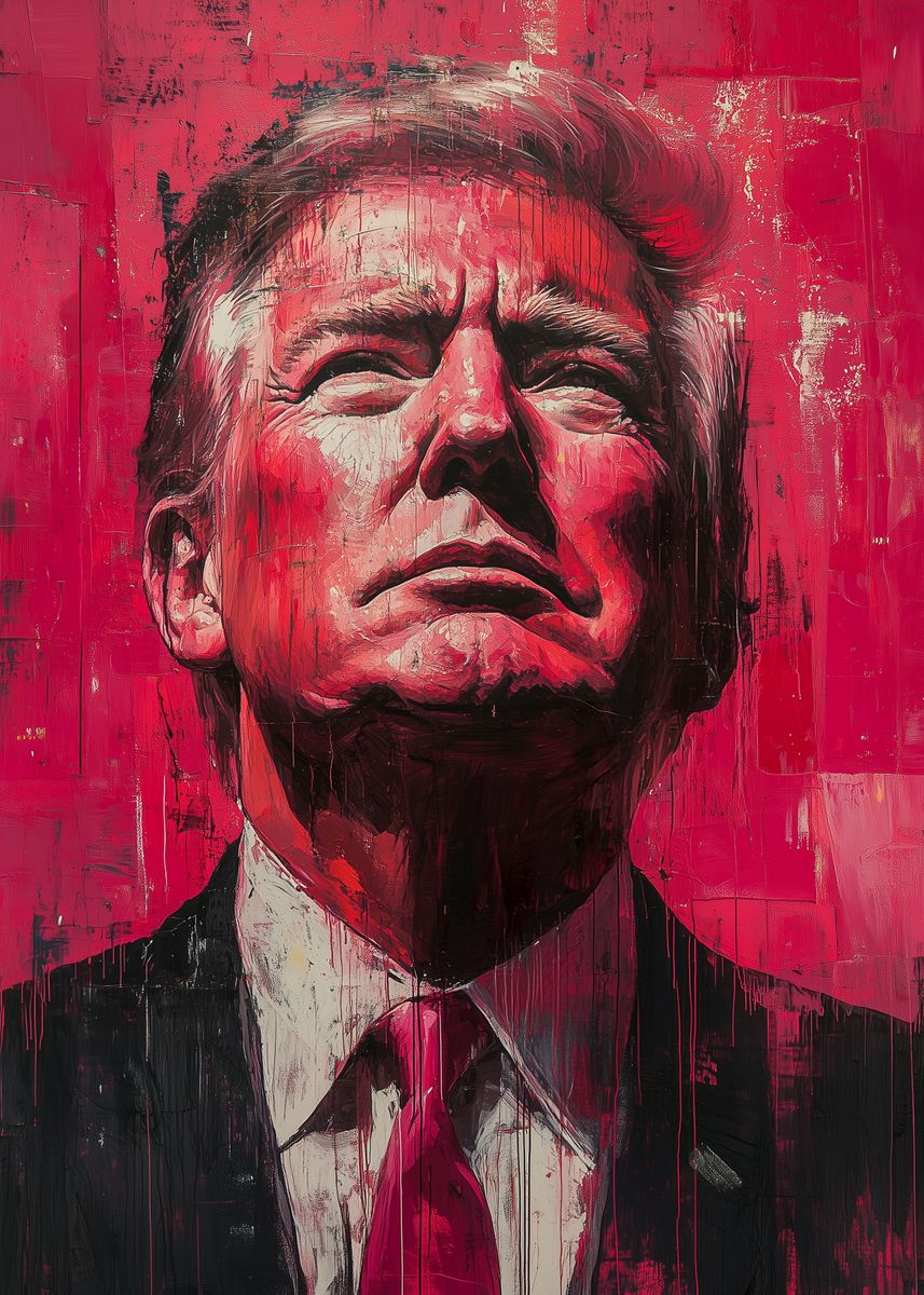 'Trump Portrait in Red' Poster, picture, metal print, paint by Jean ...