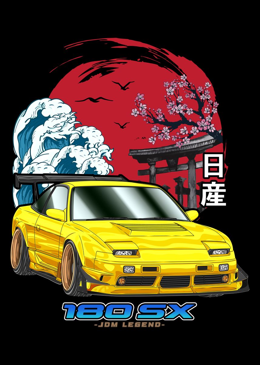 'Nissan 180SX JDM Legend' Poster, picture, metal print, paint by Navin ...