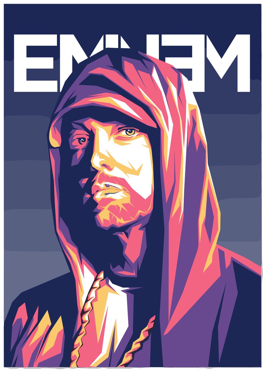 'Eminem Portrait' Poster, picture, metal print, paint by Zalem Print | Displate