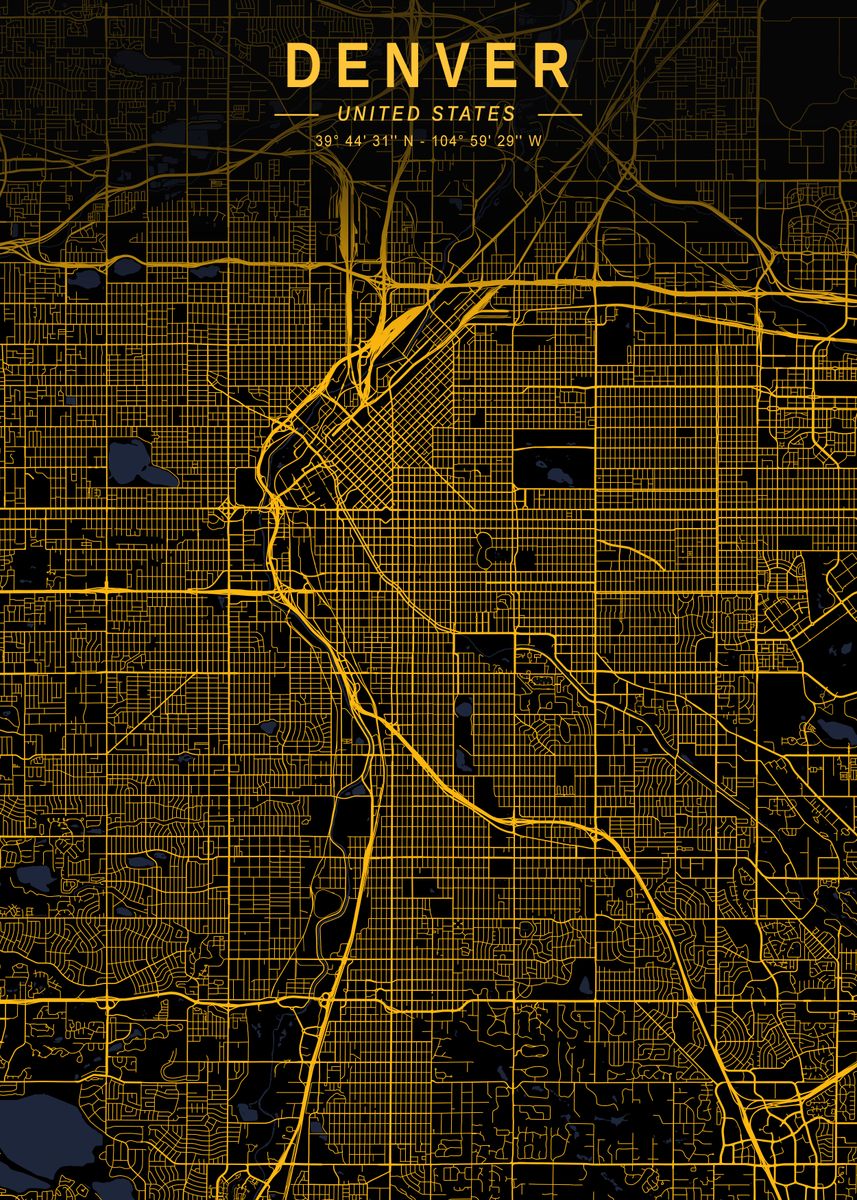 'Denver Golden City Map' Poster, picture, metal print, paint by ...