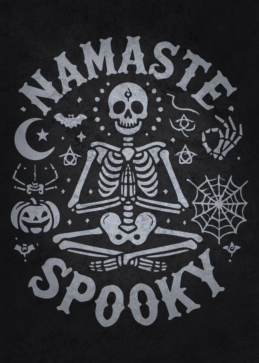 'Namaste Spooky Halloween Skeleton' Poster, picture, metal print, paint ...