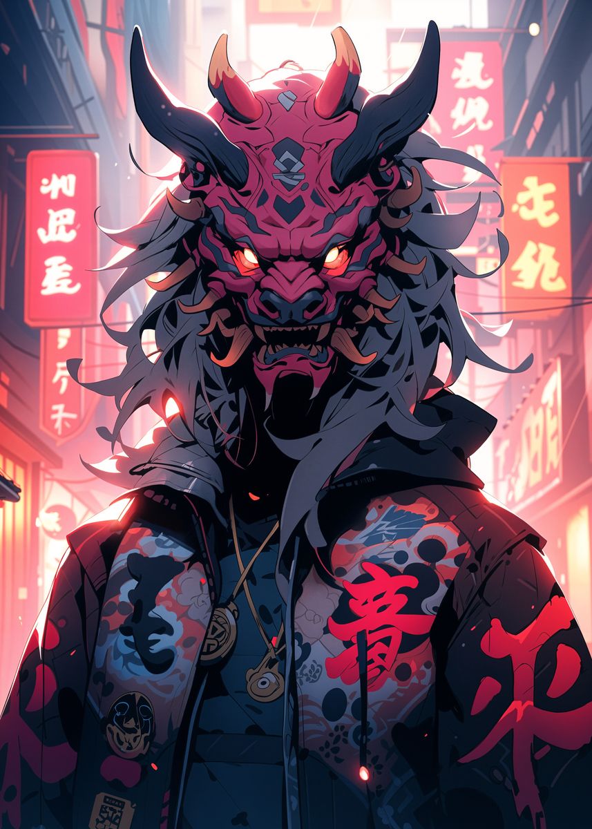 'Oni Mask Street Art' Poster, picture, metal print, paint by SuperNova ...