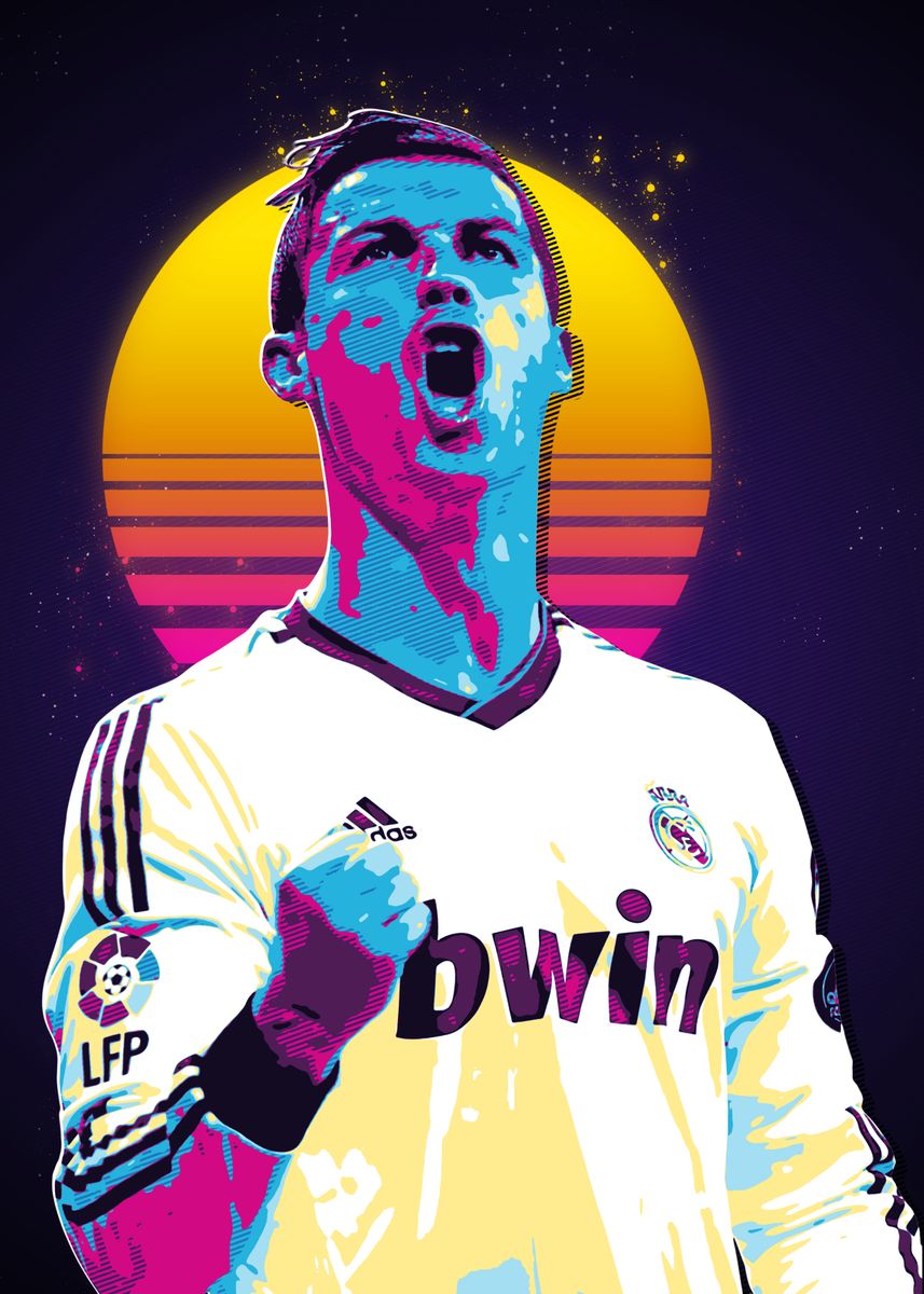 'Cristiano Ronaldo Retro Art' Poster, picture, metal print, paint by ...