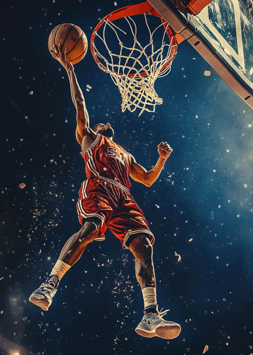 'Basketball Dunk' Poster, picture, metal print, paint by Danny Wheeler ...